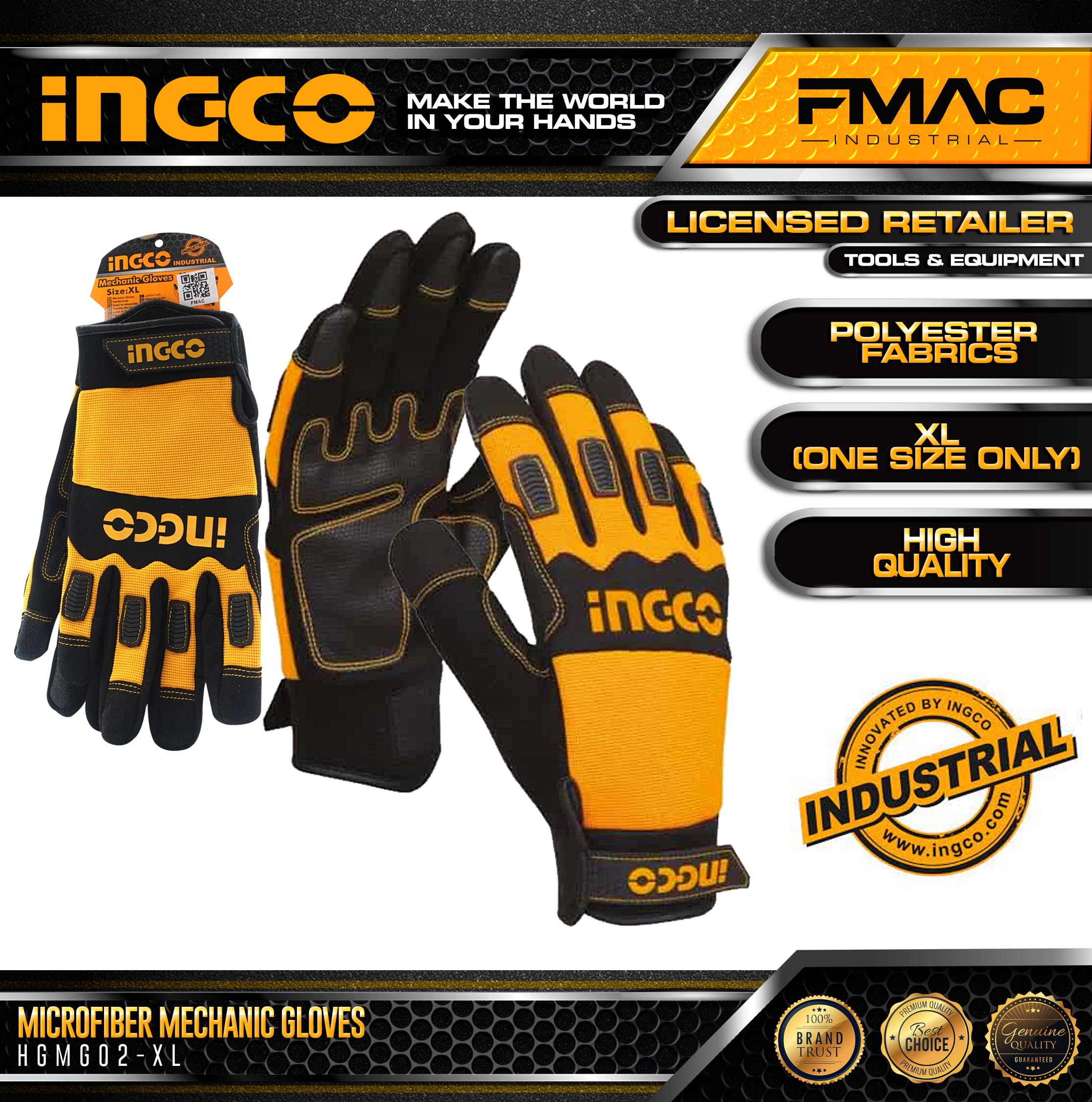 Ingco HGMG02-XL Microfiber Mechanic Gloves FMAC⭐⭐⭐⭐⭐ | Lazada PH
