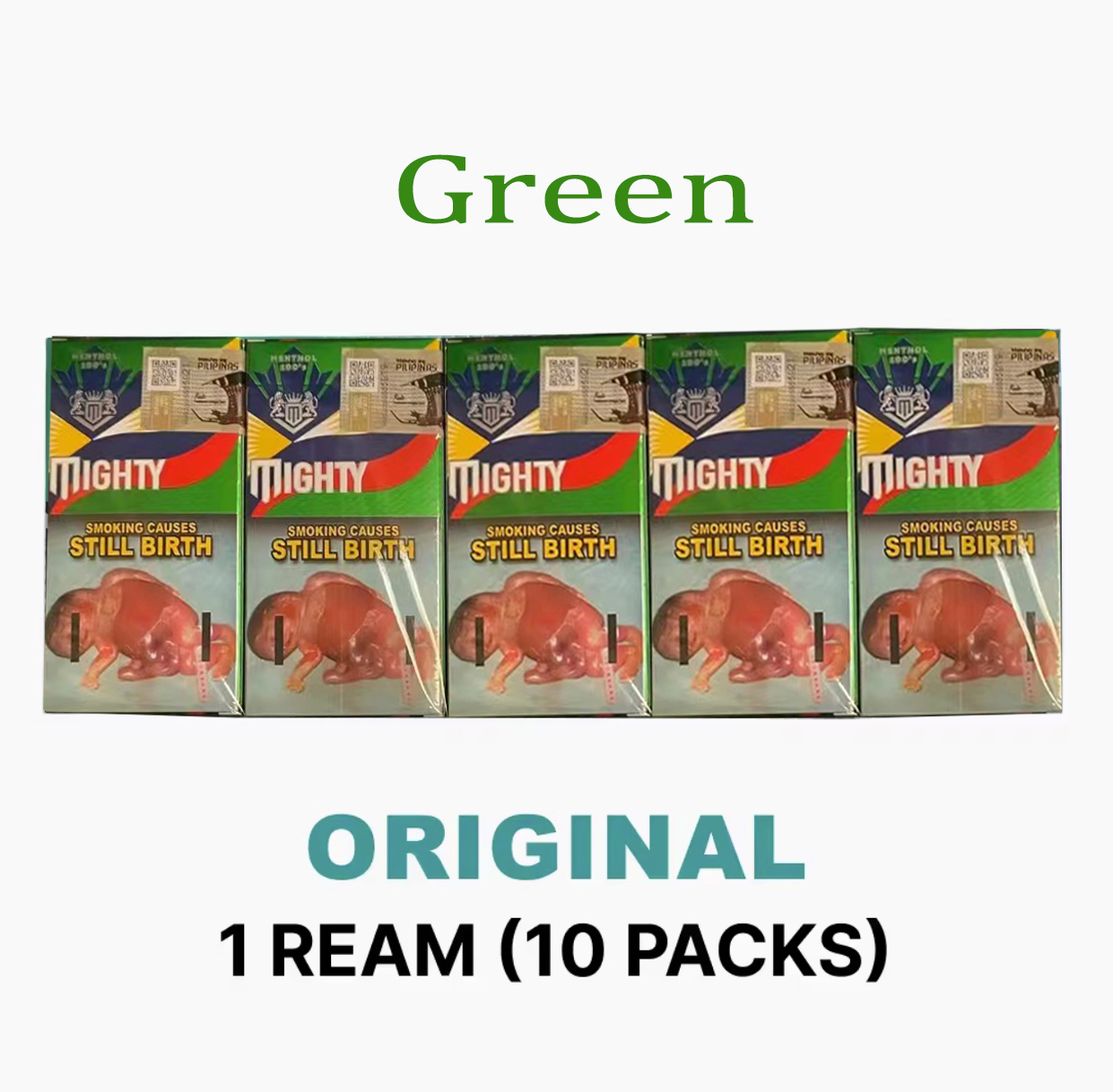 Mighty flag Green Embroidery Printing Original per rem Mlghty ...