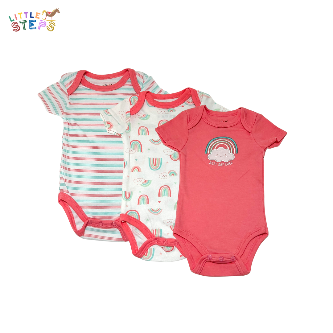Little Steps baby girl clothes 3-piece bodysuit set ages 0-12 months ...