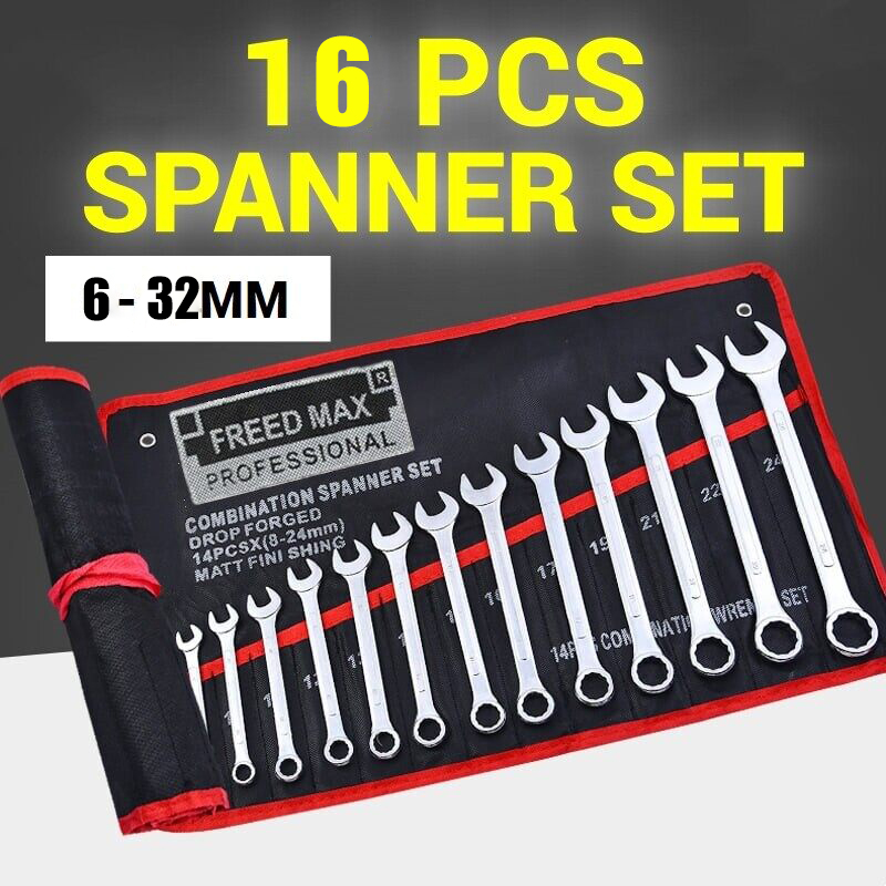 A-G MALL Tools Combination Wrench Spanner Set 12PCS 8-22MM Canvas Bag ...