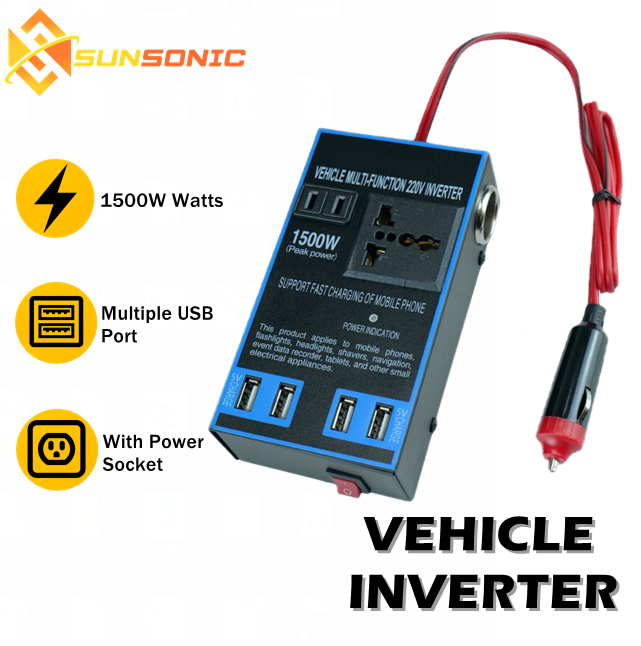 Car Inverter 1500W 12V 24V to 220V Multi-Function Vehicle Socket Charger Power Inverter | Lazada PH