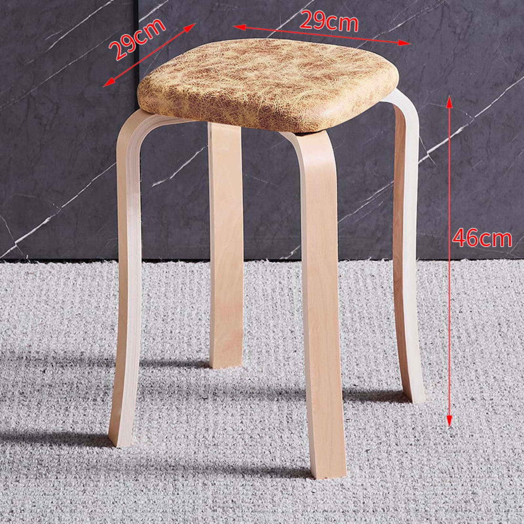 [9 Color] Solid Wooden Stool High Round Stool Modern Simple Dining ...