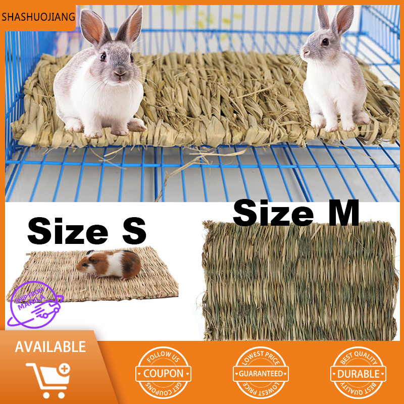Rabbit Grass Mat Woven Bed Bunny Bedding Natural Hay Mat Chew Toy for ...