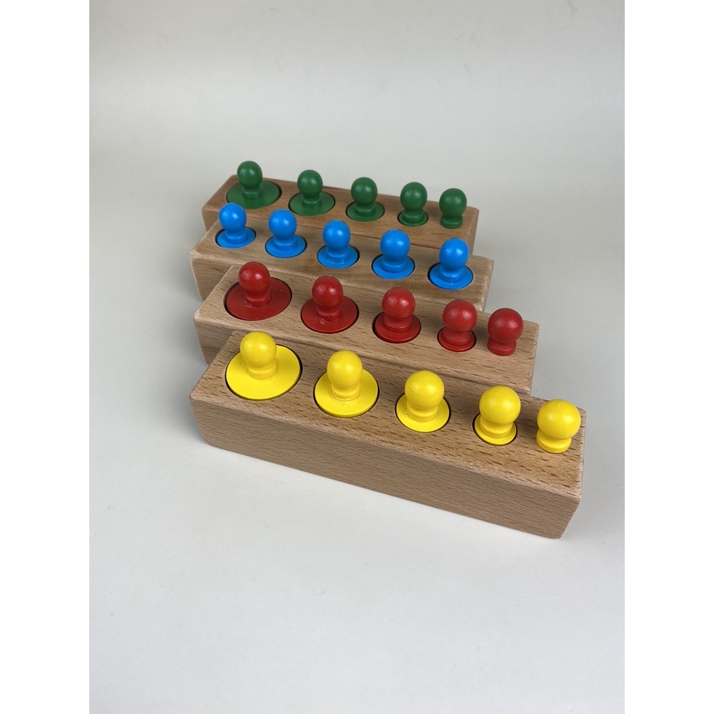 Hoshi Baby Knobbed Cylinder Sockets Montessori Wooden Educational Baby ...