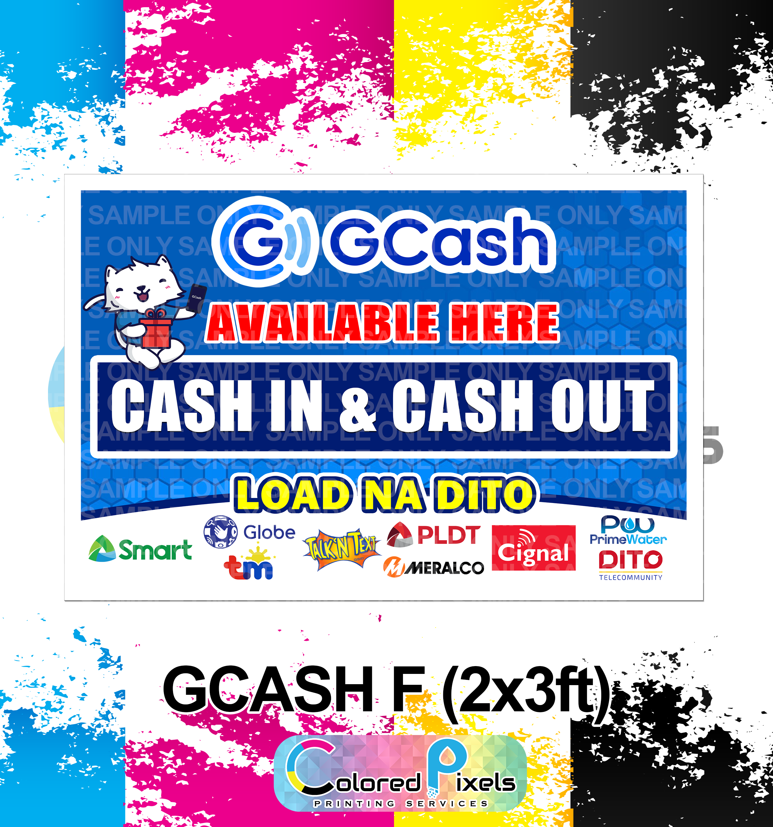 GCash Tarpaulin Banner Cash in and Cash Out | Lazada PH
