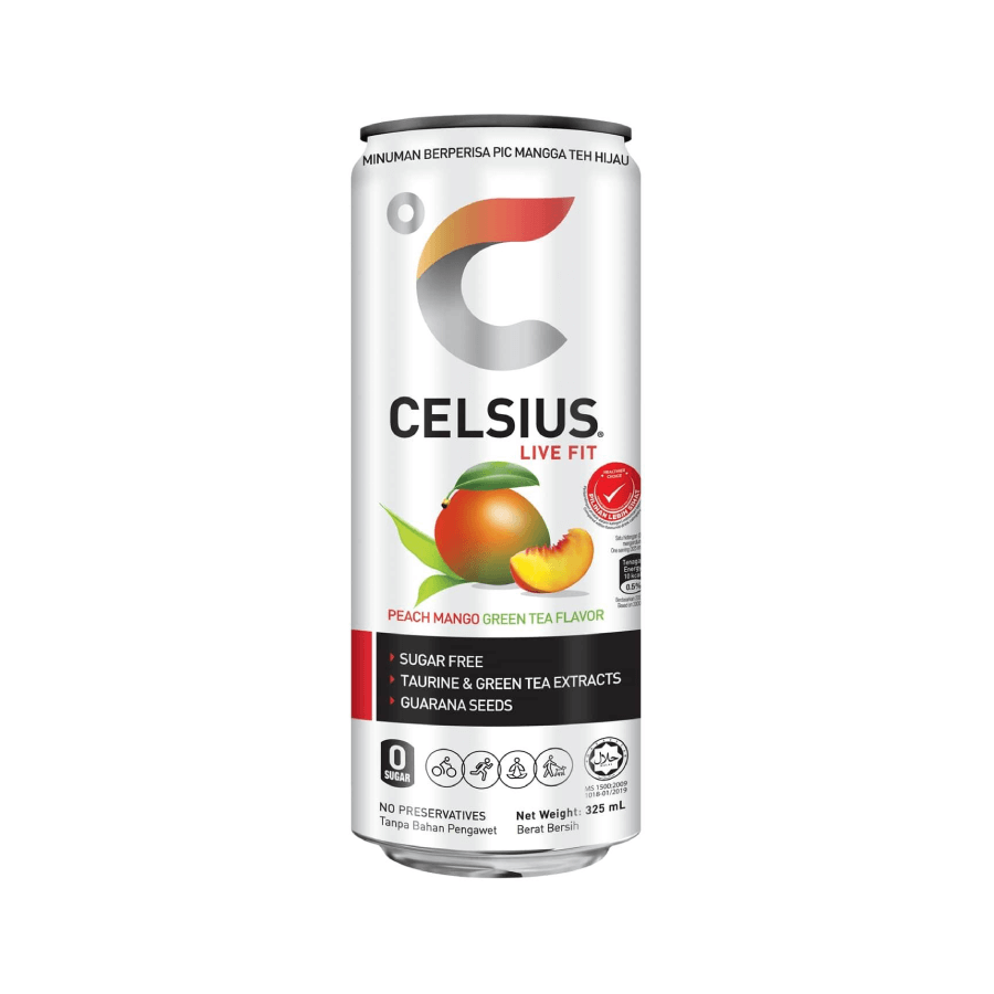 Celsius Peach Mango Green Tea Flavor Energy Drink (325mL) | Lazada PH