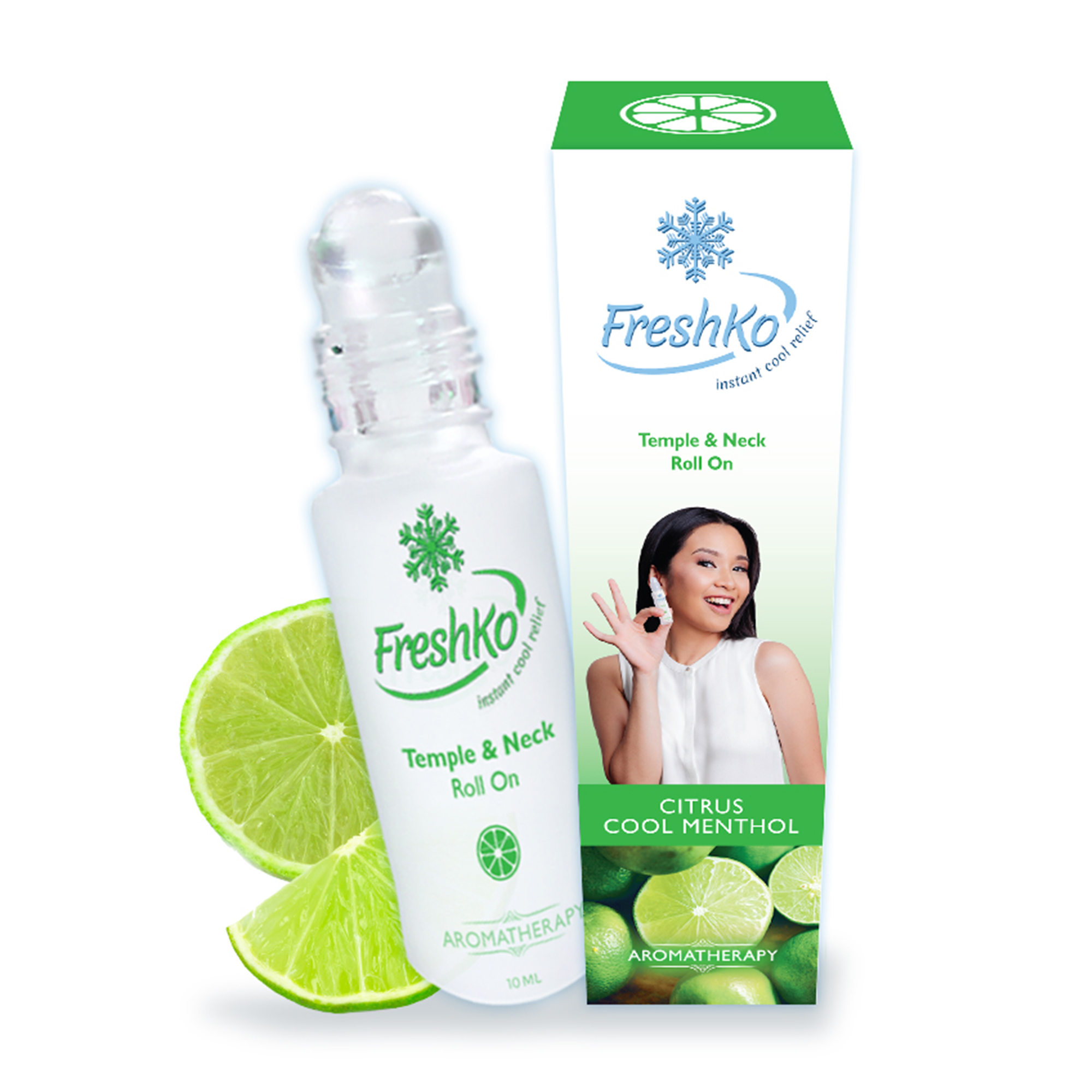 FreshKo Temple and Neck Roll On Aromatheraphy Citrus Cool Menthol 10ml ...