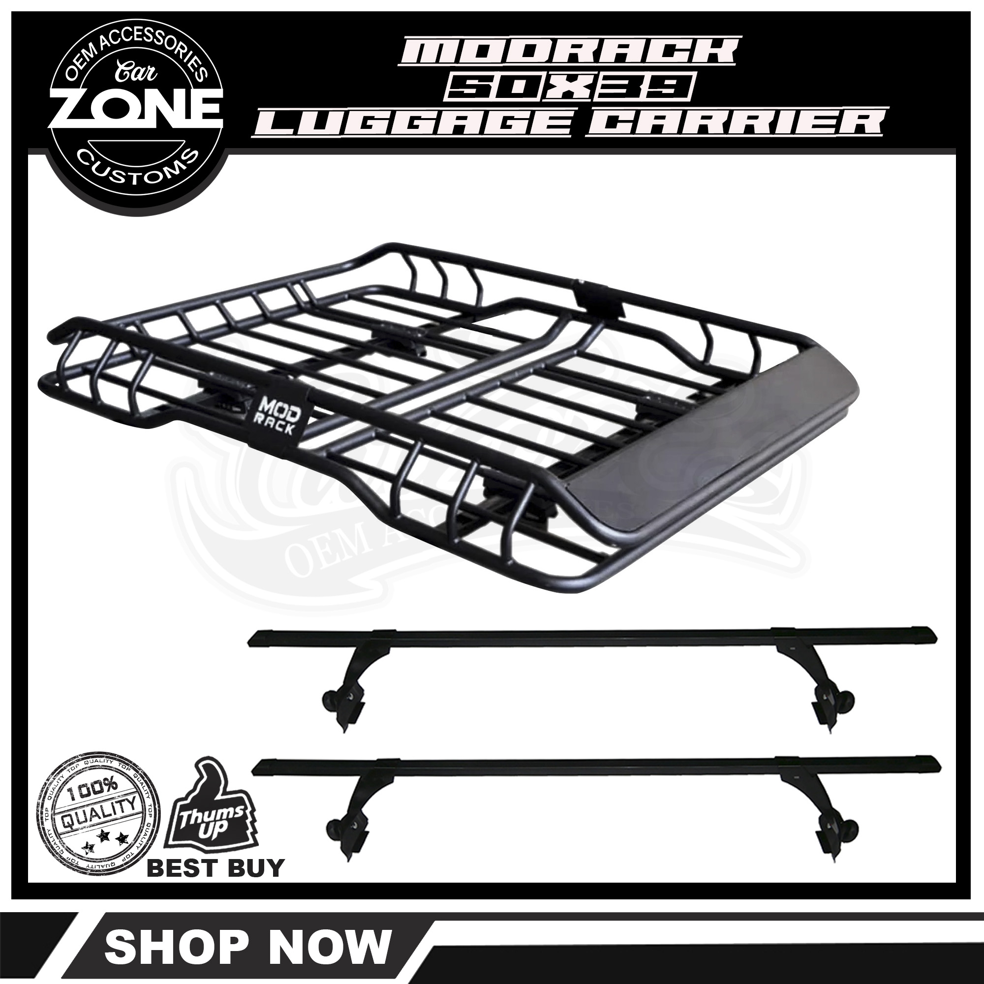 MODRACK/ MOD RACK Steel Luggage Carrier Roof Rack 50x39 inches (Black ...