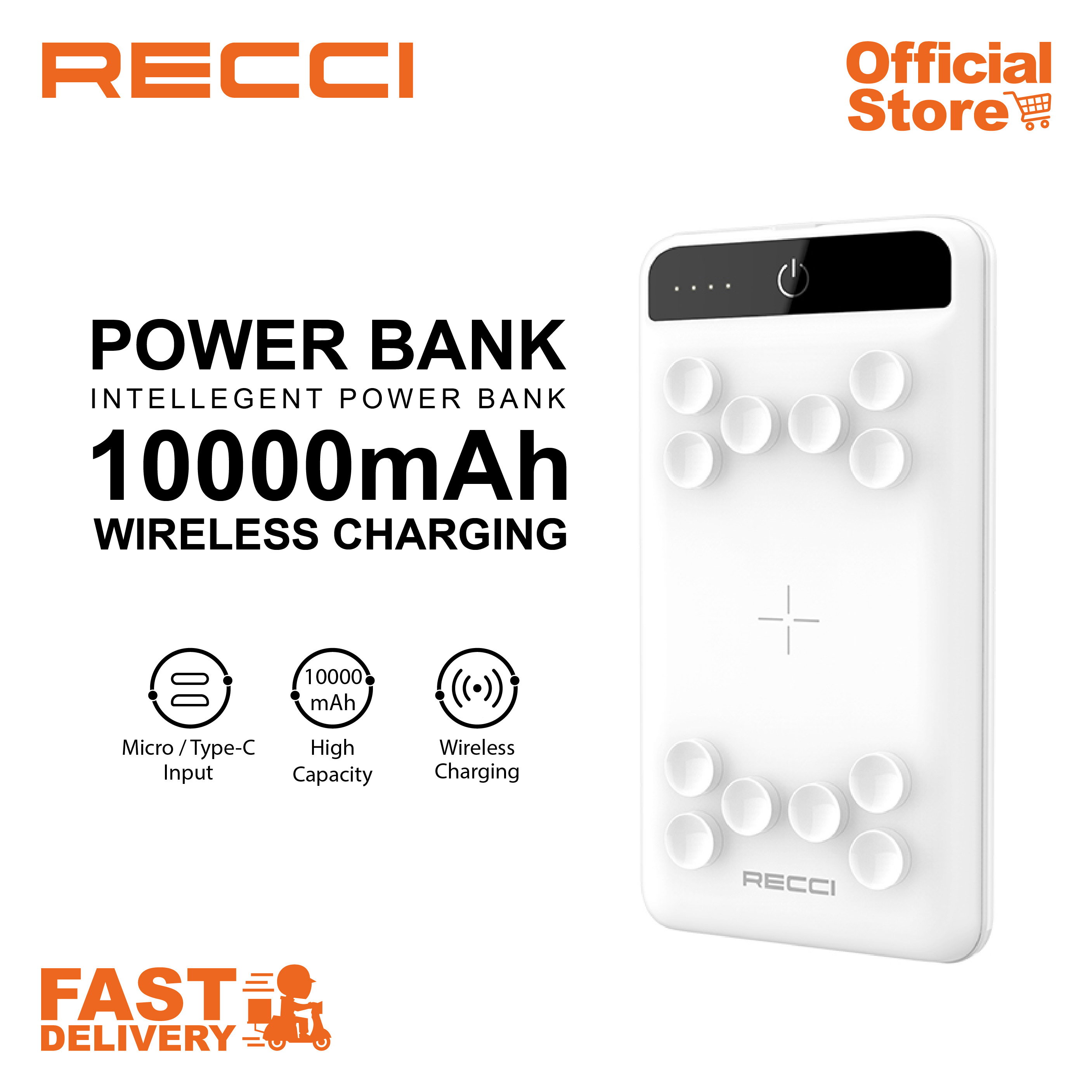 Recci - Power Bank - Wireless Power Bank - White / RPB-W01 | Lazada PH