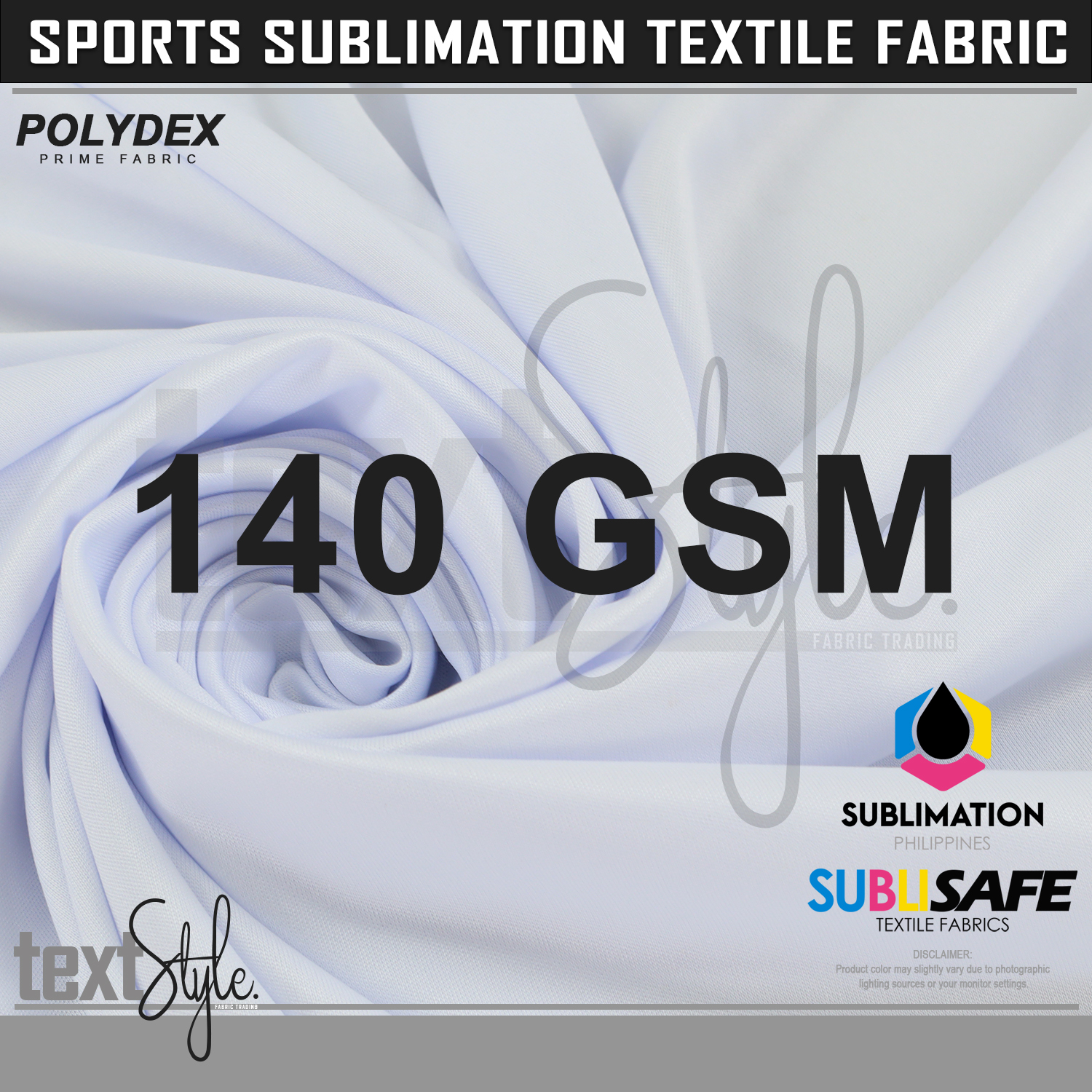 Textstyle White Sports Sublimation Textile Fabric SubliSafe Full ...