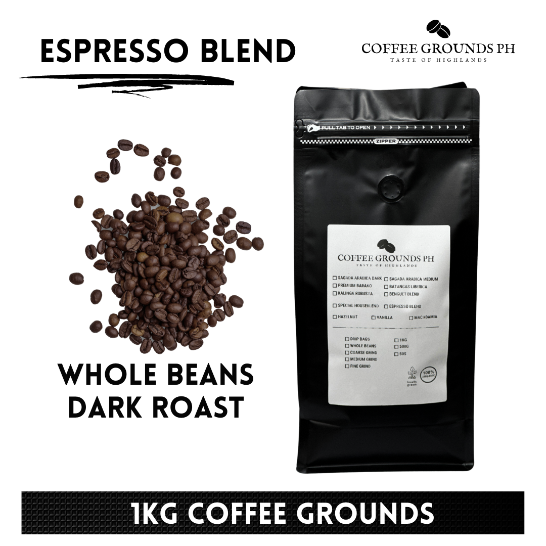 Coffee Beans - Espresso Blend 1kg | Dark Roast x Organic Coffee in Resealable Pouch by Coffee ...