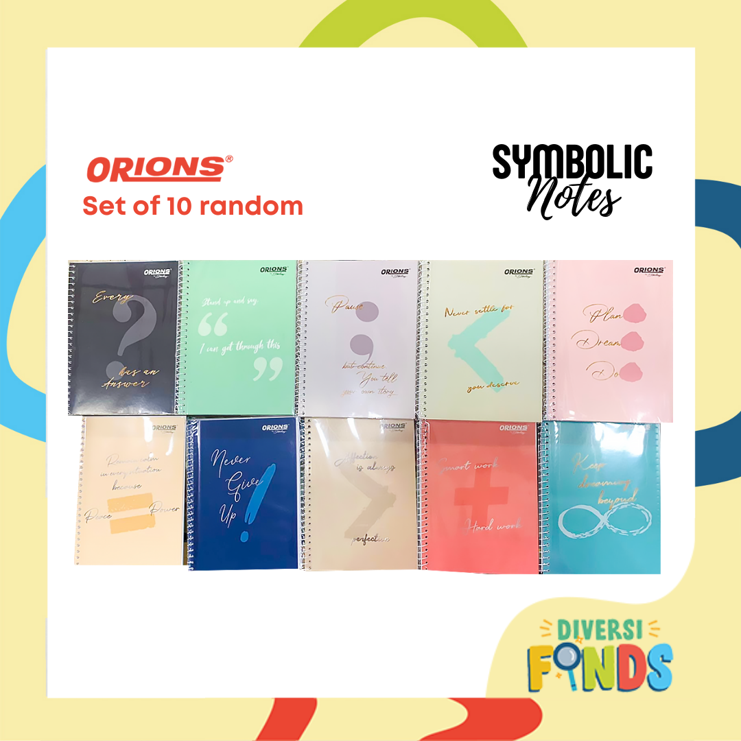 Orions SYMBOLIC NOTES SPIRAL Notebook W/Plastic Jacket 80lvs- Set of 3 ...