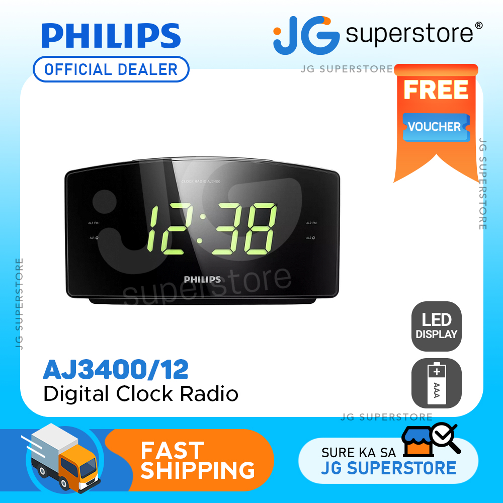Philips Digital LED Clock Radio with 24-Hour Time Format, Dual Alarm ...