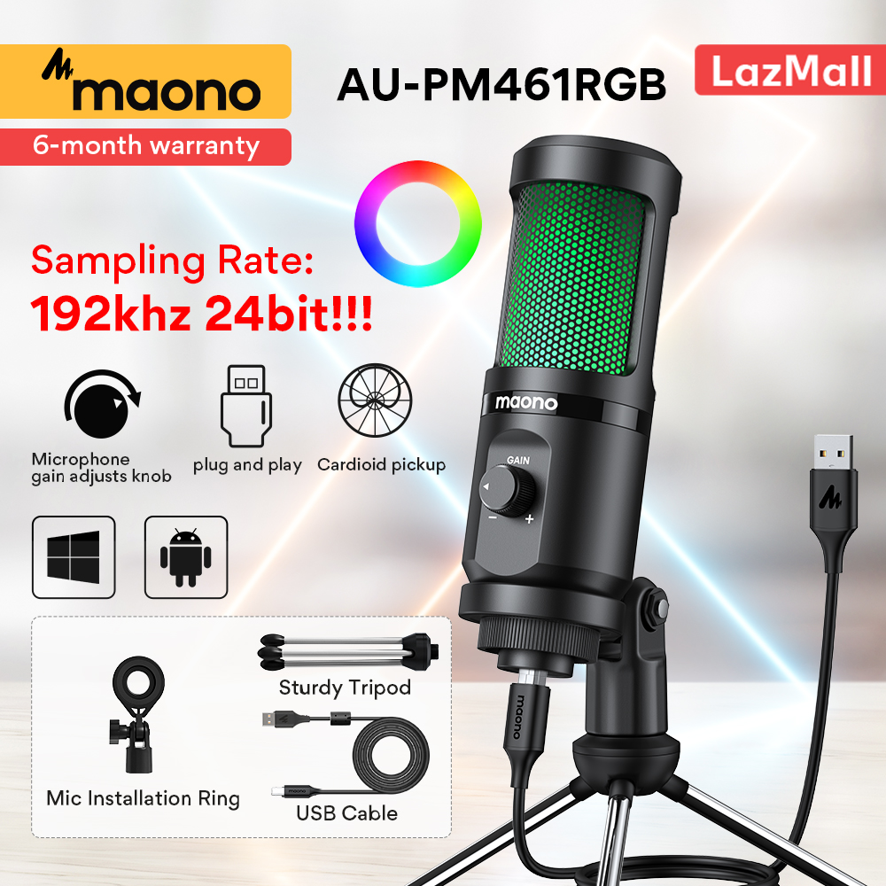 Manila Stock MAONO PM461TR-RGB Gaming USB Condenser RGB Podcast ...
