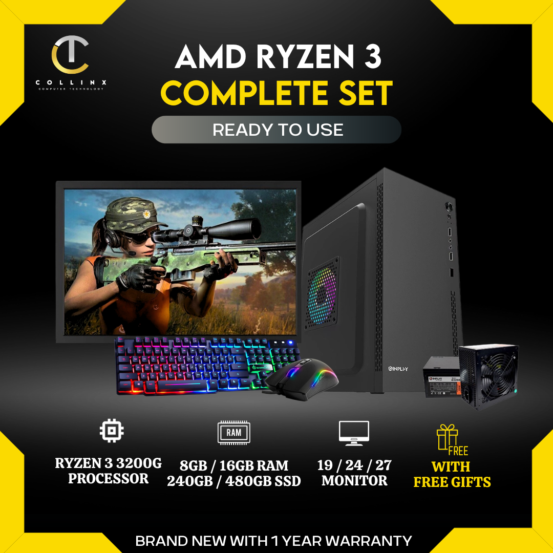 [ COMPLETE PC SET ] AMD RYZEN 3 3200G CPU Desktop Package with Built-in ...