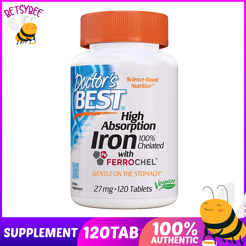Doctor's Best High Absorption Iron with Ferrochel 100% Chelated 27 mg ...