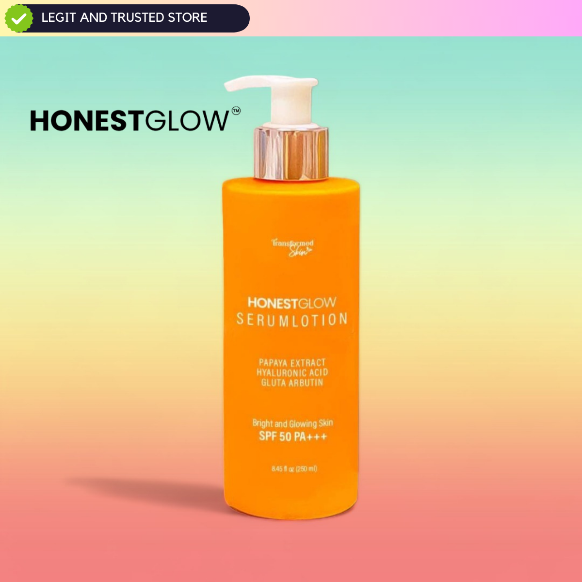 HonestGlow Serum Lotion SPF50 PA+++ 250ml Papaya Extract, Hyaluroic ...