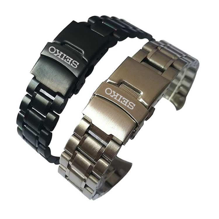 Seiko 5th solid steel strap stainless steel fine steel black steel ...