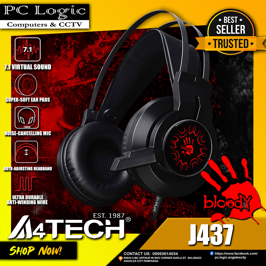 A4TECH J437 BLOODY BLACK GAMING HEADSET | Lazada PH