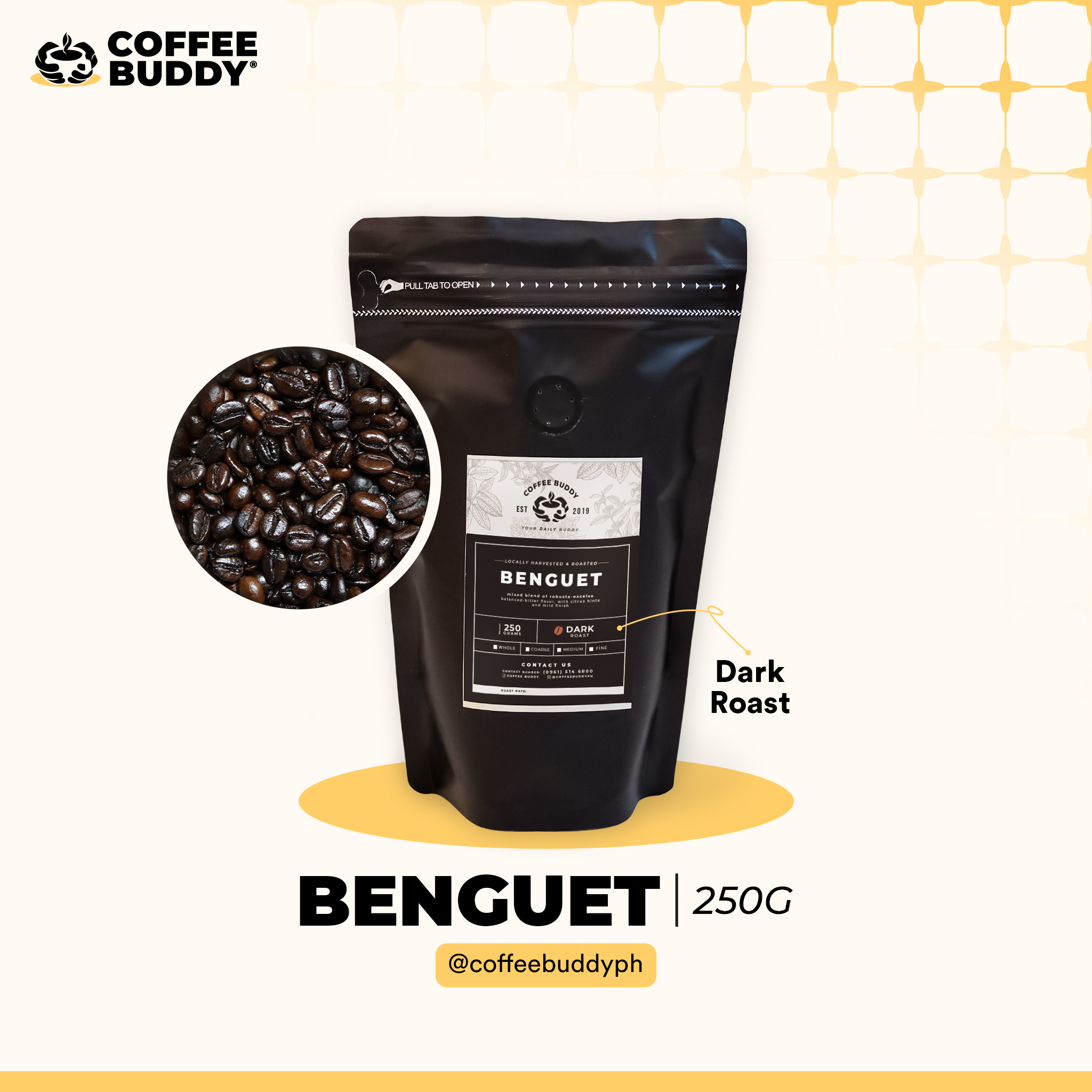 250g Benguet Coffee (Grounds / Whole Beans) Coffee Buddy PH | Lazada PH