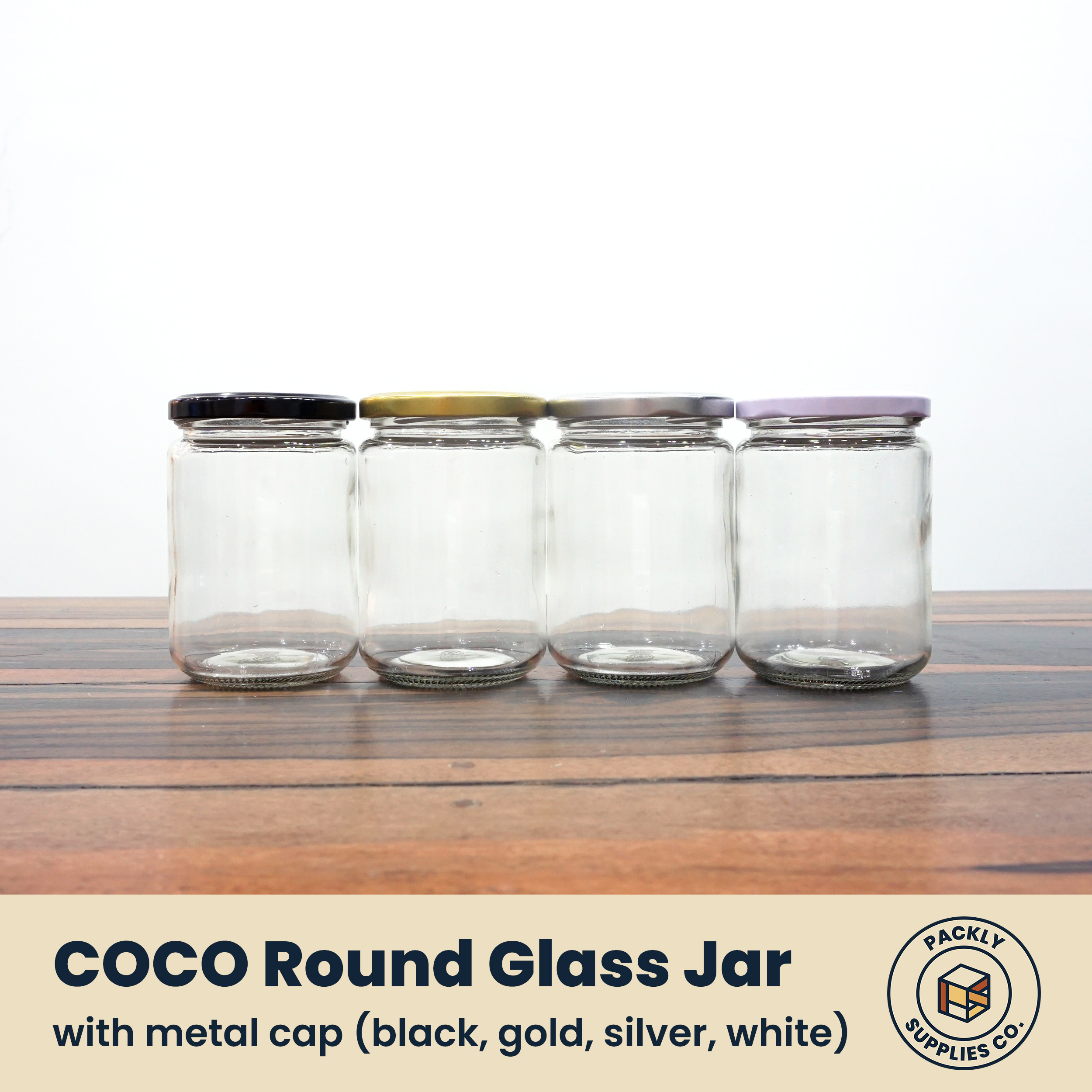 COCO Round Glass Jar with Cap 25ml 50ml 100ml 150ml 200ml 240ml 350ml ...