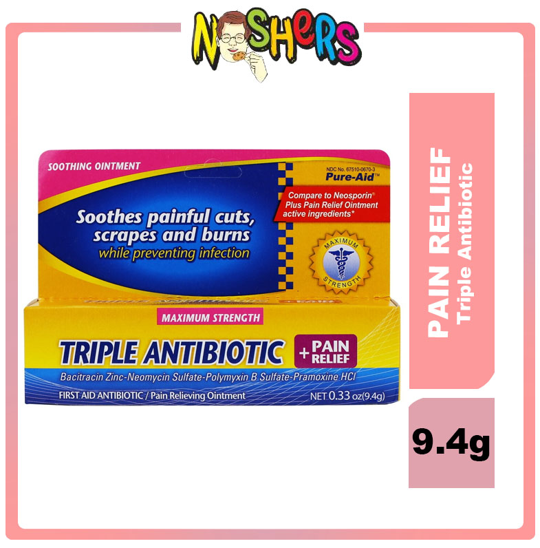 Noshers Triple Antibiotic Ointment Pure-Aid Pain Relief Ointment 9.4g ...