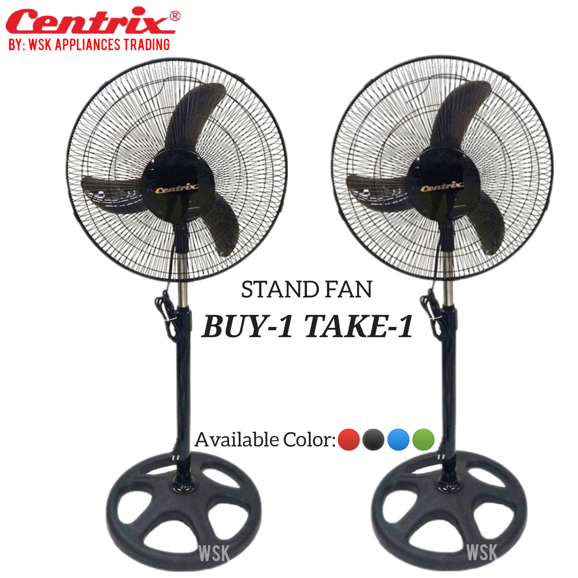 Buy-1 Take-1 Centrix 16" Stand Fan 3-Banana Blades (color may vary) CX ...