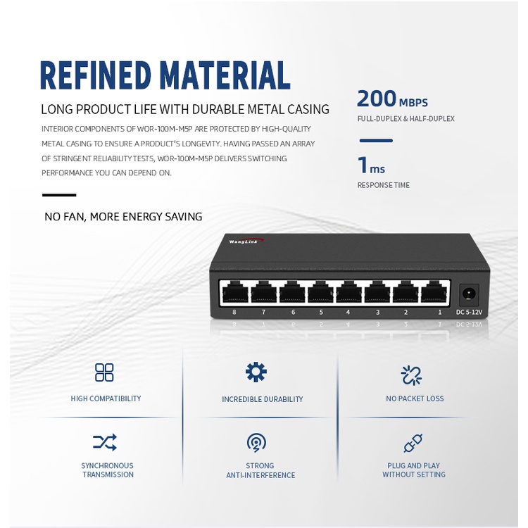 【Ready Stock】WangLink Network Switches 5 Ports Switch Network Swich 10 ...