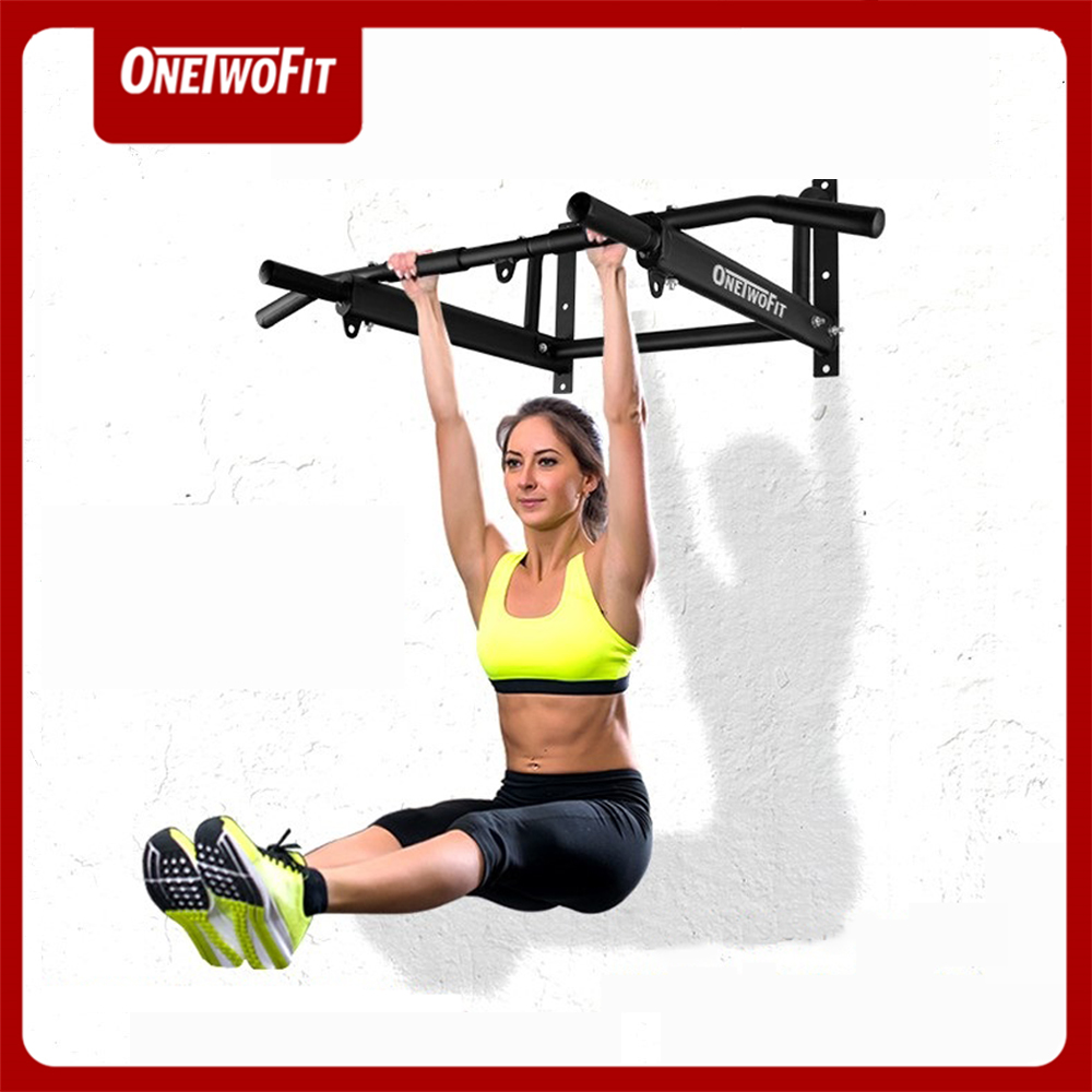 OneTwoFit Wall Mounted Pull Up Bar with More Stable 6-hole design for ...