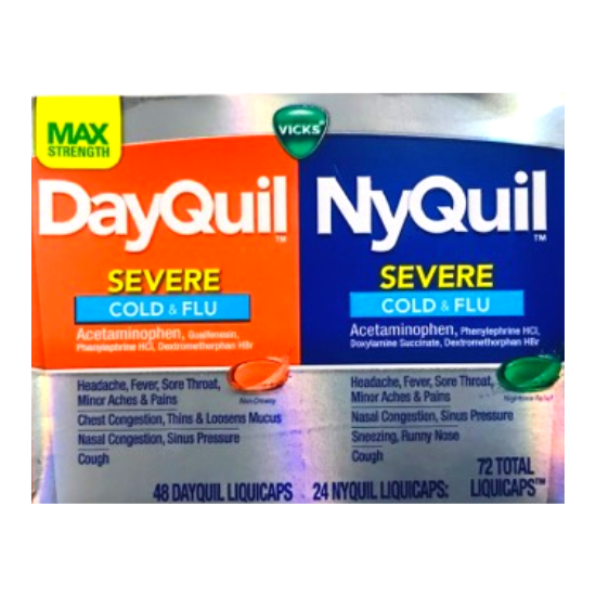 Vicks DayQuil & Nyquil Severe Cold & Flu Max Strength, 72 LiquiCaps (48 ...