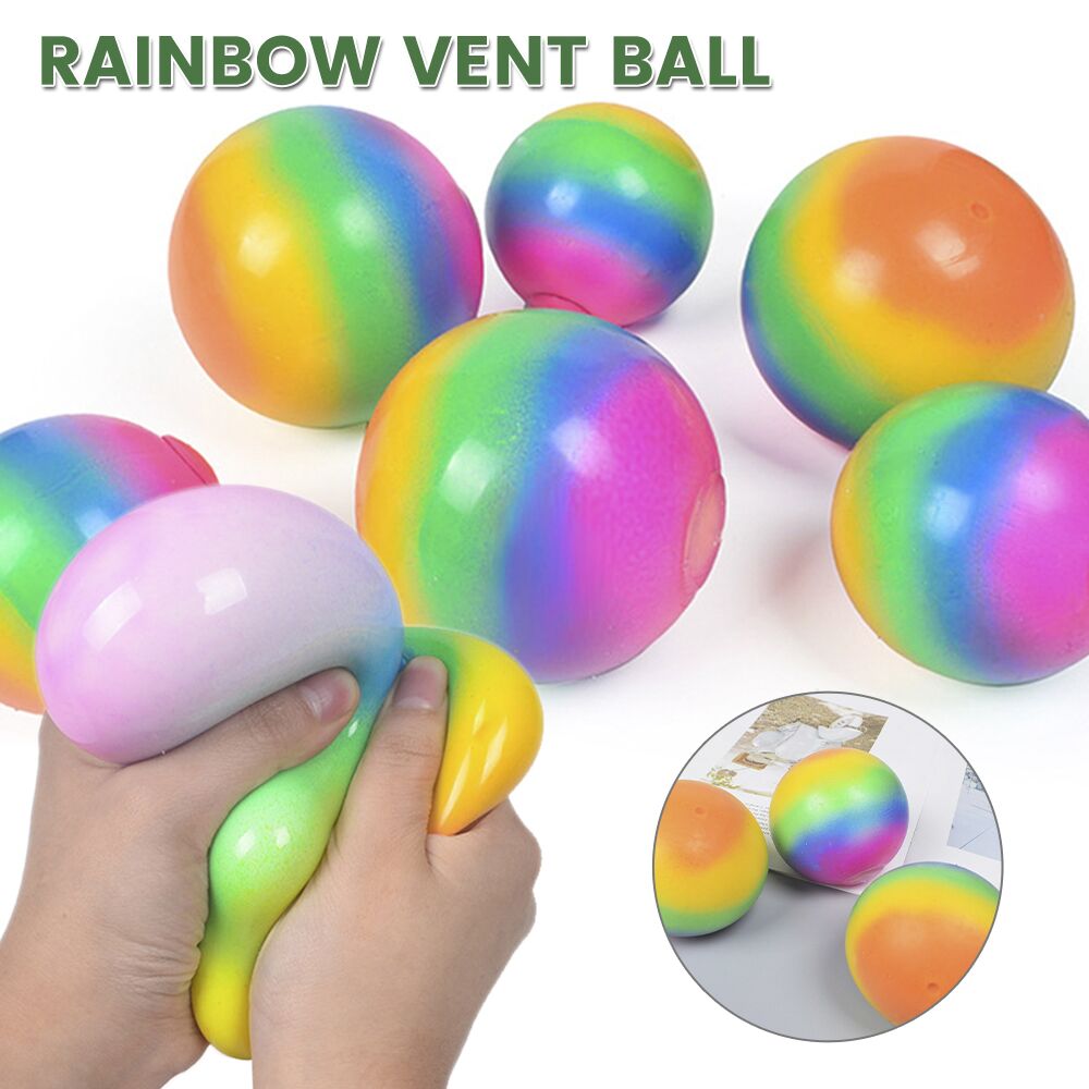 Rainbow Stress Balls Fidget Toys Rebound Pinch Squeeze Squishy balls | Lazada PH