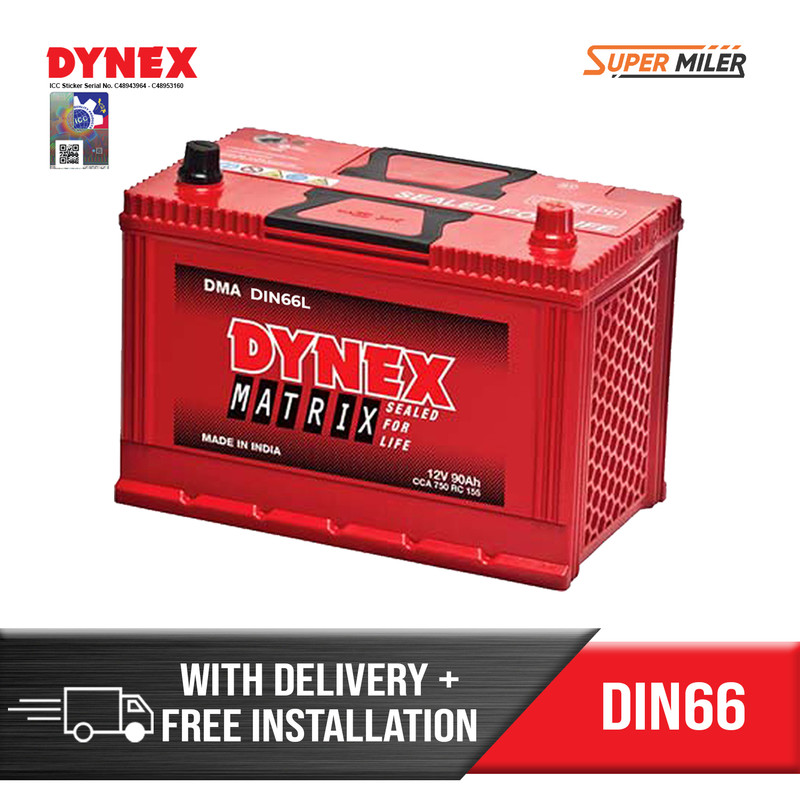 Dynex DIN66 Automotive Battery 12 Months Warranty and Maintenance Free ...