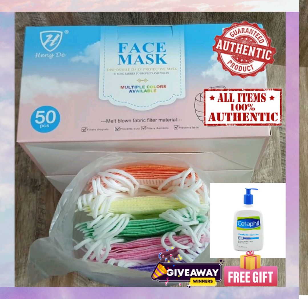 HENG DE BLACK and BLUE Disposable Surgical Facemask [FDA APPROVED] 50 ...