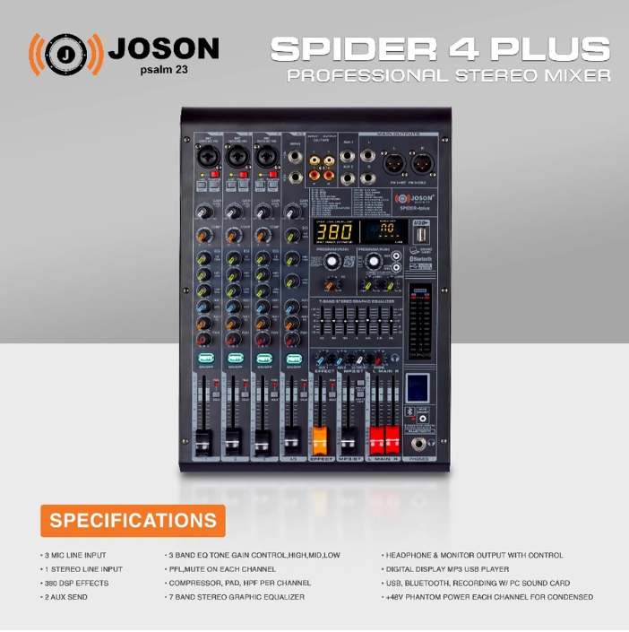 Joson Spider Plus Series 4/6/8 CH Professional Mixer, 4/6/8 Channel ...