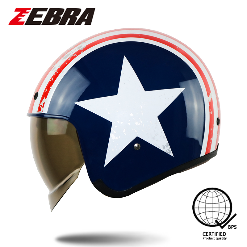 Zebra Classic helmet 603 Motorcycle Helmet Half face open face Retro ...