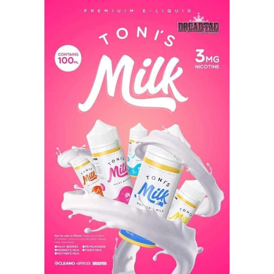 Tonis Milk 100ml Vape Juice E Liquid Vaping Legit Low Nic High VG Toni ...