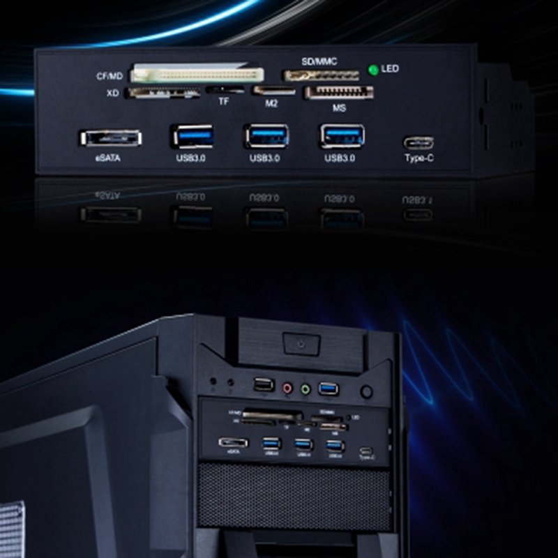 5.25inch PC Computer Front Panel USB 2.0 Card Reader with 3 Ports USB3 ...