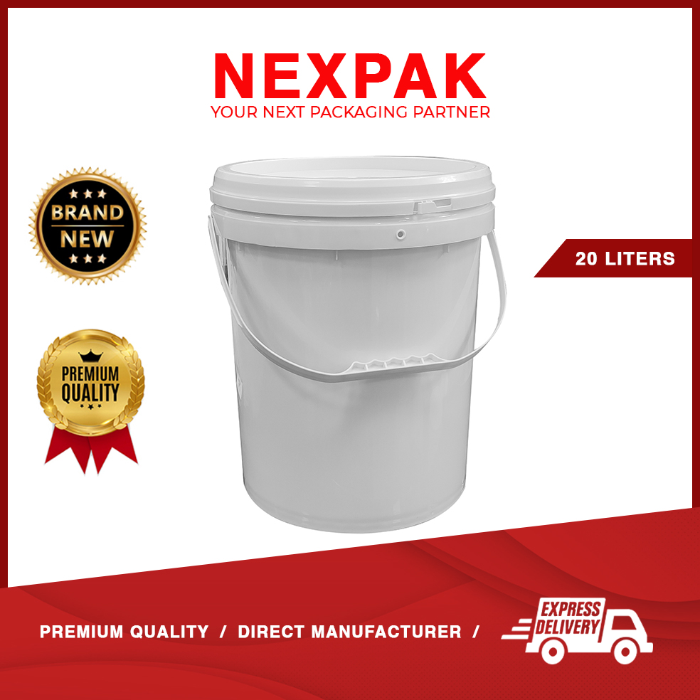 20L Industrial Plastic Pail Container with Tamper Proof Cover and Handle | Lazada PH
