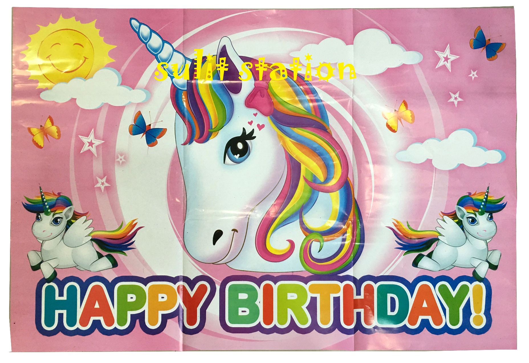 UNICORN PONY HORN HORSE THEMED BIRTHDAY PARTY TARPAULIN POSTER BANNER ...