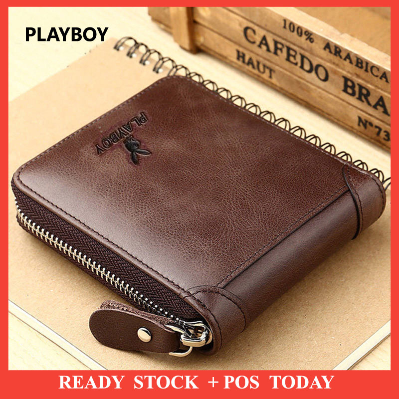 Men Wallet Leather Bifold Zip Wallet Fashion Short Coin Wallet Card ...