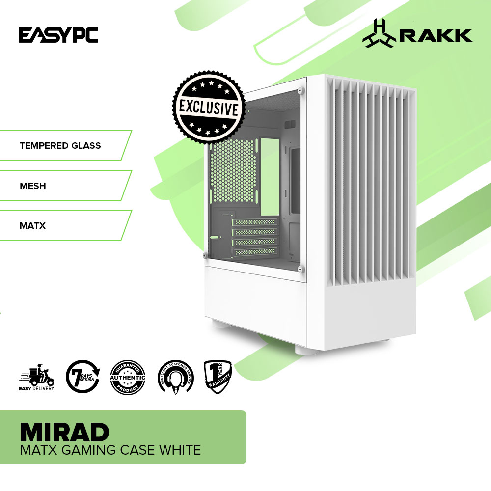 EasyPC | RAKK MIRAD Matx Black and White Tempered Glass Gaming PC Case ...