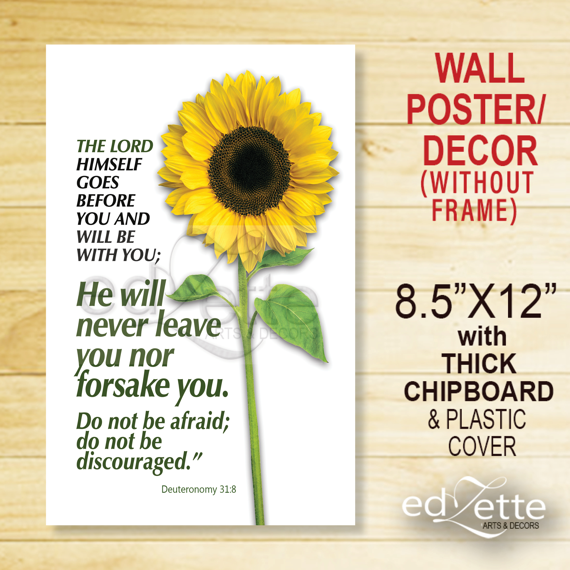 BIBLE VERSE WALL DECOR POSTER w/ THICK CHIP BOARD (8.5x12 inches) NO ...