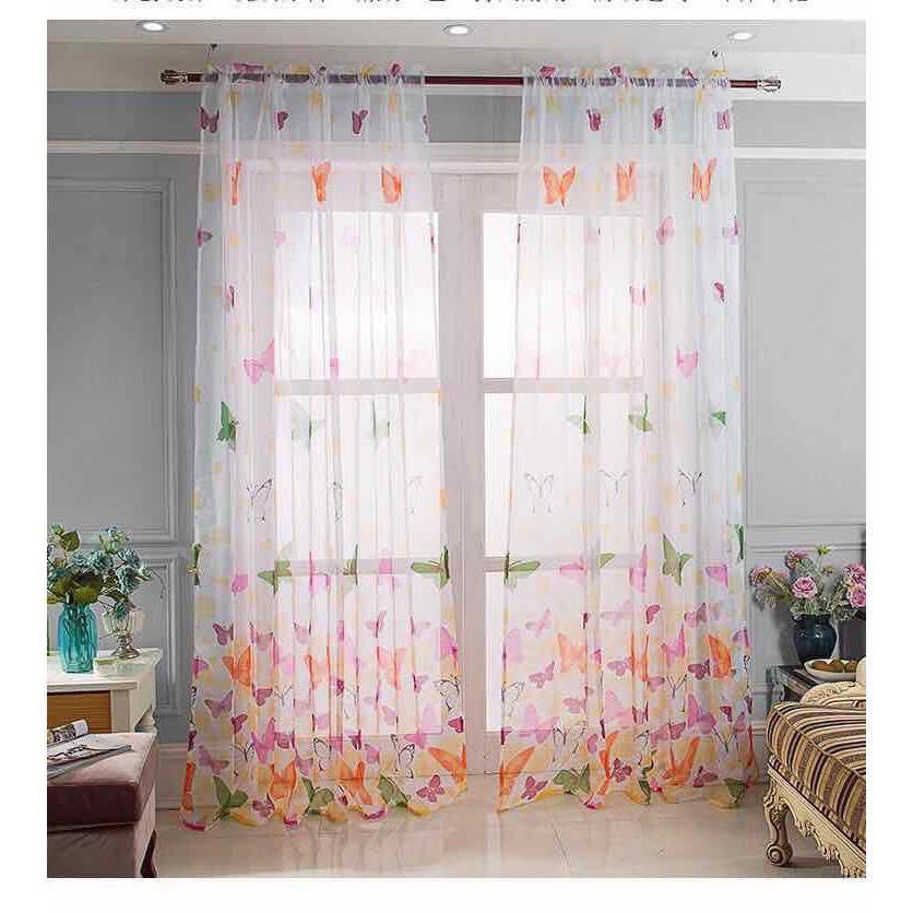 Washable Butterfly Tulle Window Screens Sheer Door Curtains | Lazada PH