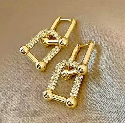 Hardware Earrings 18K Bangkok Gold Plated Horseshoe, Paperclip & Ring ...