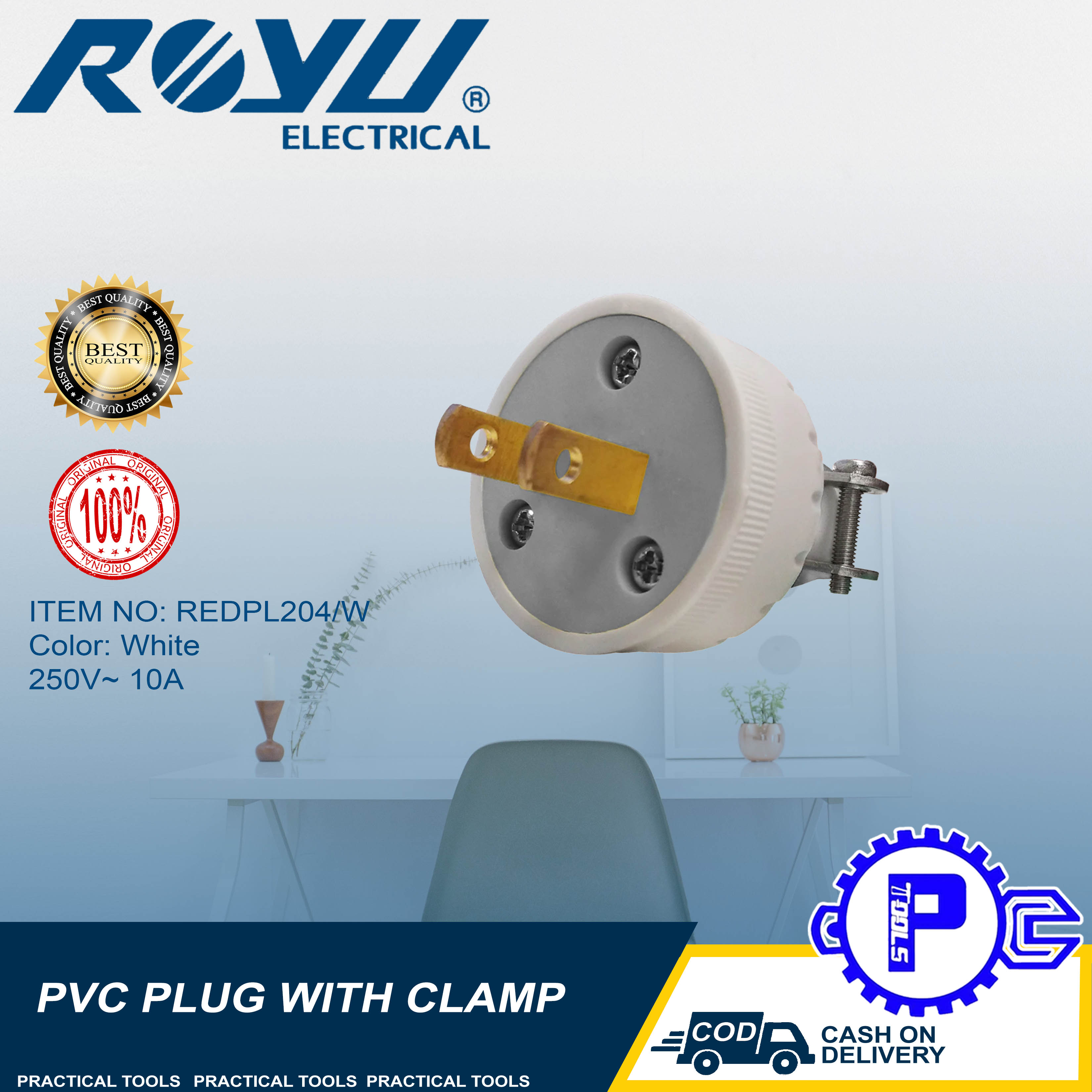ROYU ELECTRICAL PVC PLUG WITH CLAMPS AND ADAPTERS | Lazada PH