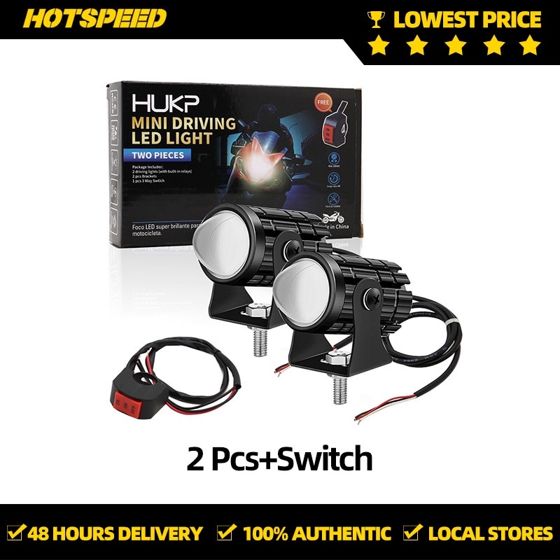 【COD】 HOTSPEED Mini Driving light Motorcycle Led Full Set With Bracket High and Low Yellow/White ...