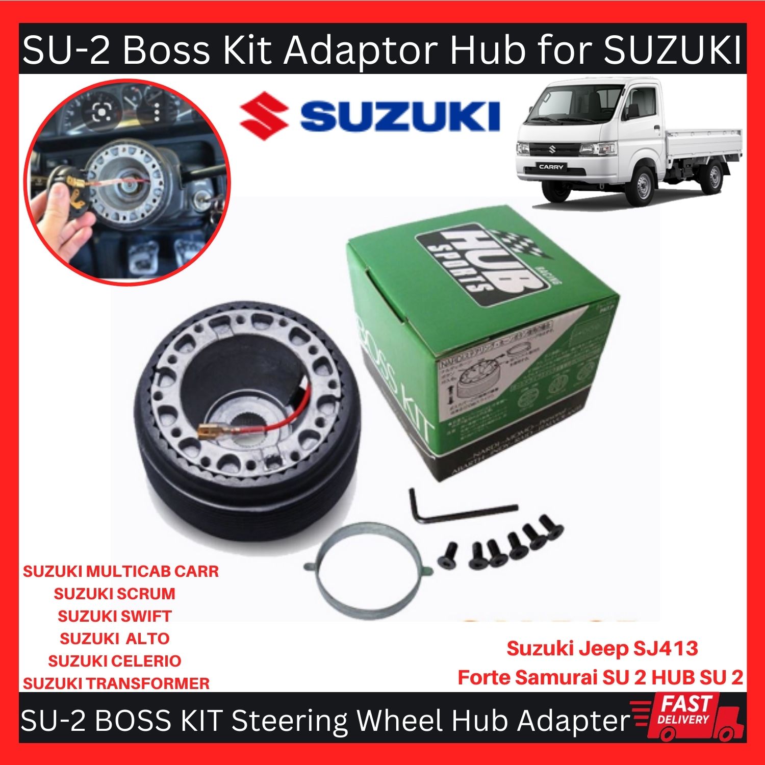 SU-2 Boss Kit Adaptor Hub for SUZUKI MULTICAB CARRY SCRUM SWIFT ALTO ...