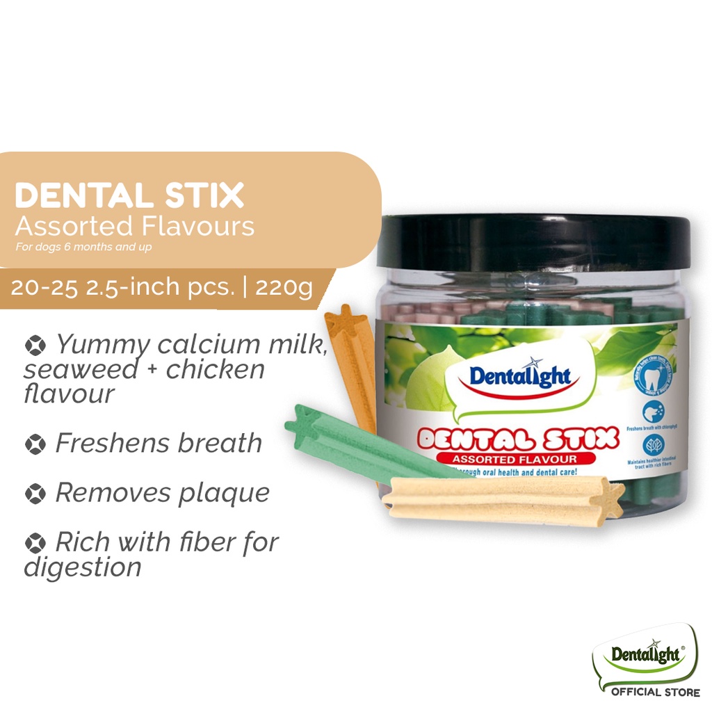 Dentalight Assorted Dental Stix 220g 2.5 - Chicken, Calcium Milk ...