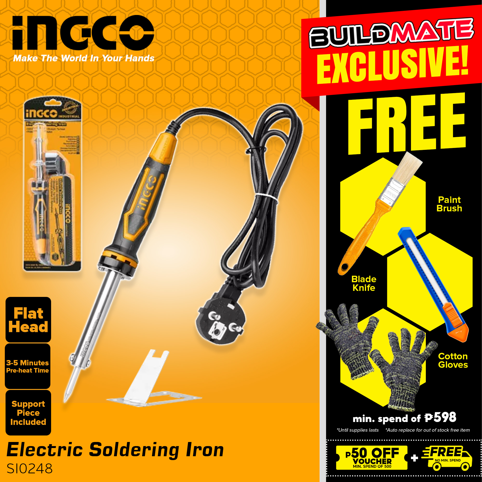 INGCO Electric Soldering Iron SI0248 40W / SI0268 60W •BUILDMATE• IHT ...