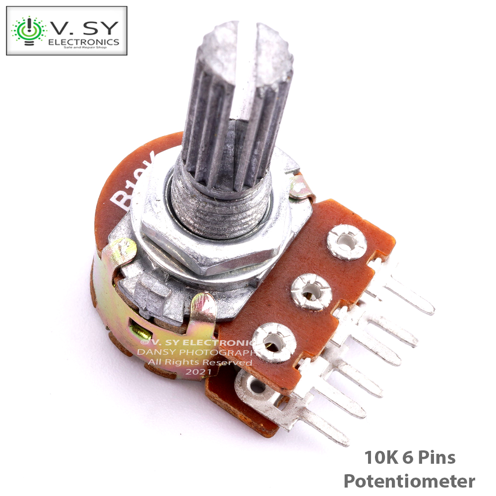 10K 3 Pins 6 Pins Mono Stereo Potentiometer Pot Volume Control 10 K ...